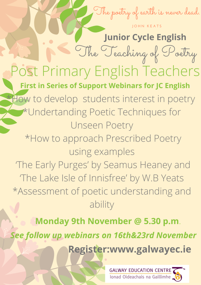 Junior Cycle English 1: The Teaching of Poetry-Post Primary - Welcome ...