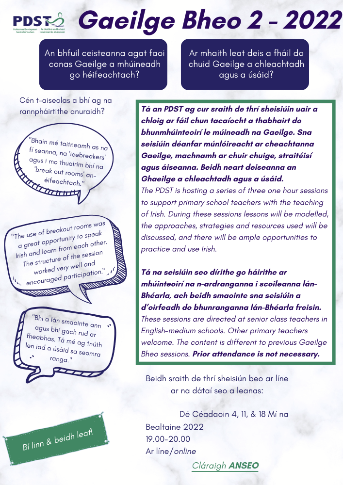 PDST Gaeilge Bheo 2 - 2022-Primary - Welcome to Galway Education ...