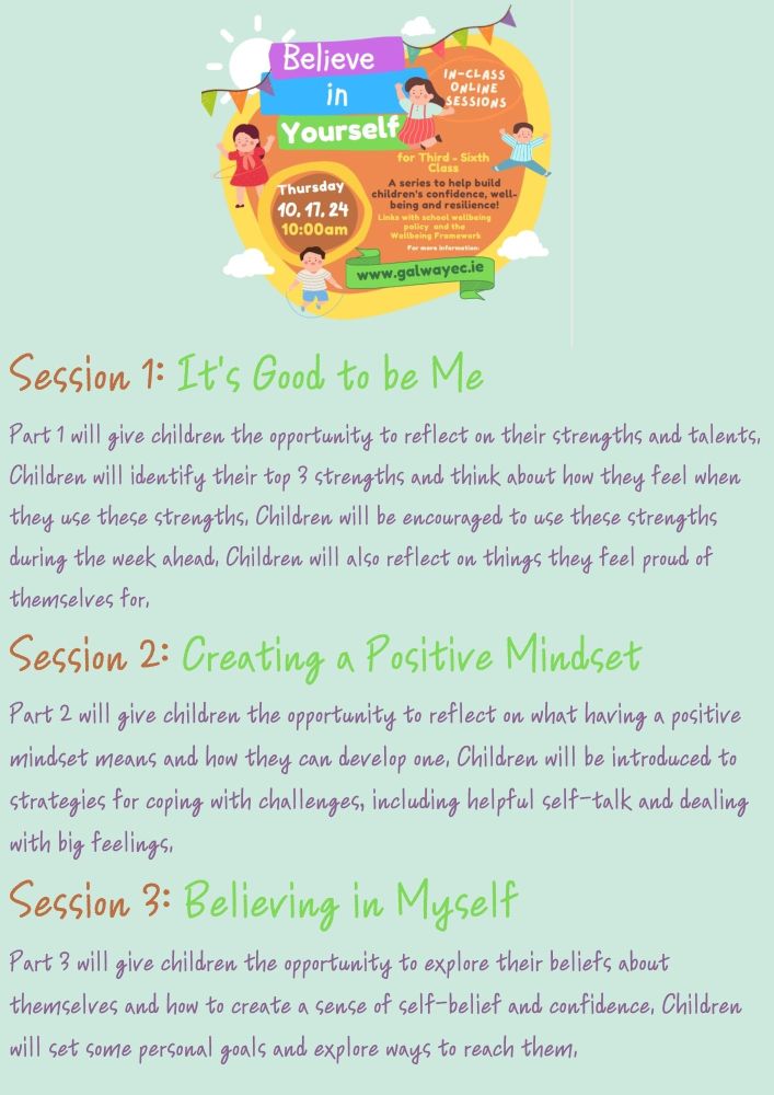 Believe in Yourself: An Online In-Class Series for Children in Third ...